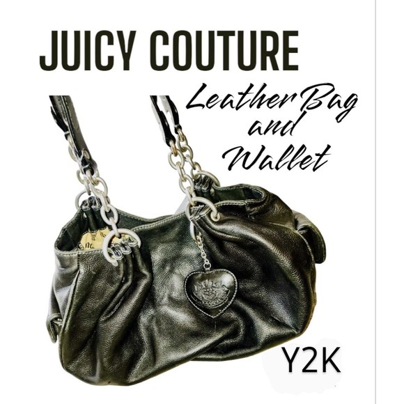 Juicy Couture | Bags | Y2k Juicy Couture Black Leather Hobo Chain ...